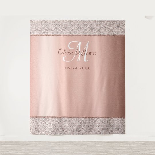 Elegant Rose Gold Monogram Wedding Backdrop | Zazzle.com
