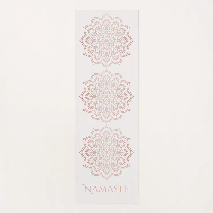 Elegant Rose Gold Namaste Mandala Flower Pattern Yoga Mat | Zazzle
