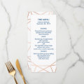 Elegant Rose Gold & Navy Blue Geometric 4x9 Menu | Zazzle