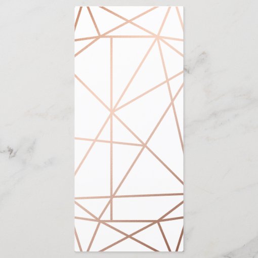 Elegant Rose Gold & Navy Blue Geometric 4x9 Menu | Zazzle