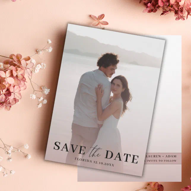 Elegant Rose Gold & Photo Save the Date | Zazzle