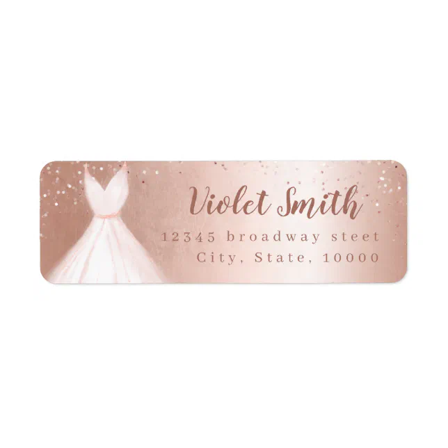 Elegant rose gold pink dress return address label | Zazzle