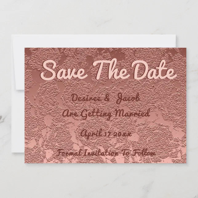 Elegant Rose Gold Pink Save The Date Wedding | Zazzle
