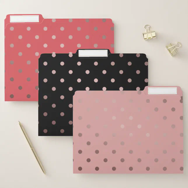 Elegant rose gold polka dots file folder | Zazzle