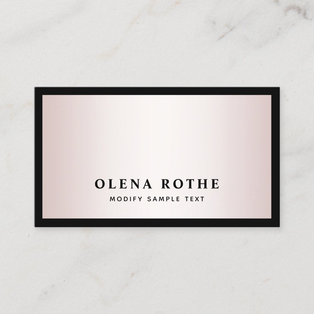 Elegant Rose Gold Professional Black Border Calling Card | Zazzle