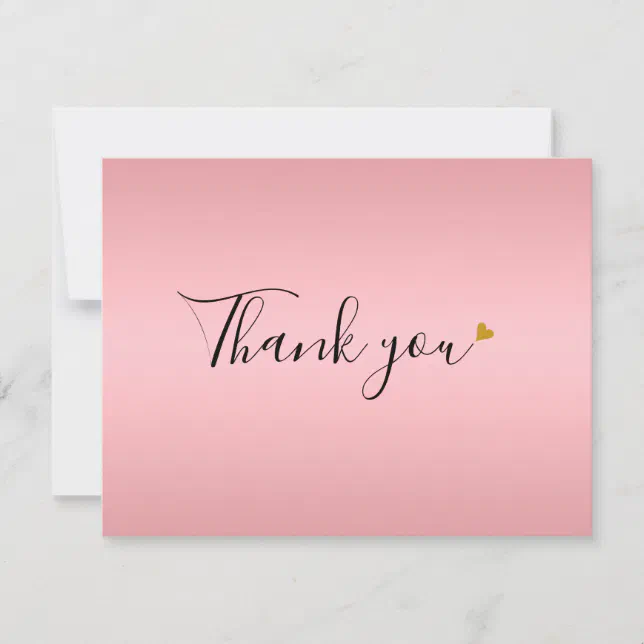 Elegant Rose Gold Script Thank You Card | Zazzle