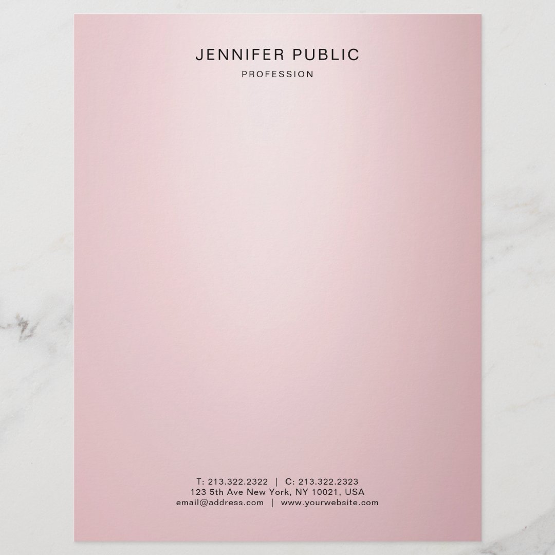 Elegant Rose Gold Simple Template Modern Trendy Letterhead | Zazzle