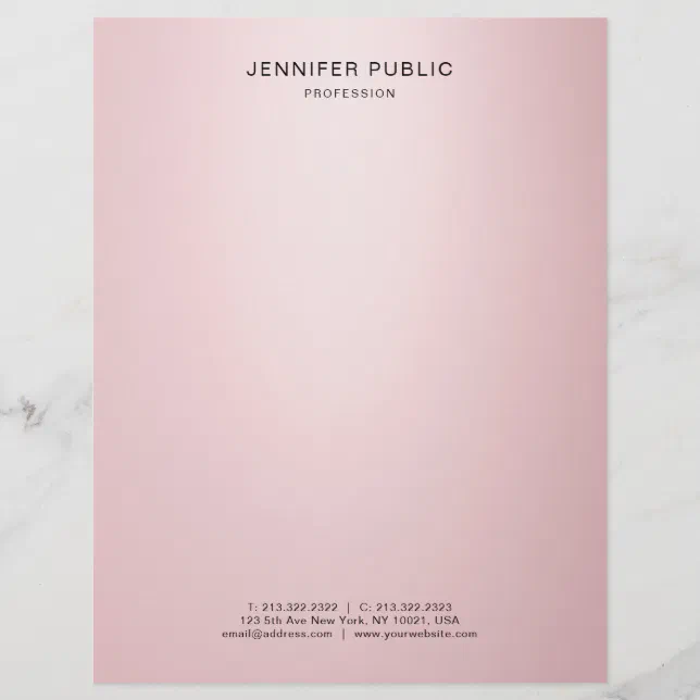 Elegant Rose Gold Simple Template Modern Trendy Letterhead | Zazzle