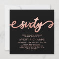 Elegant Rose Gold Sixty Script Black 60th Birthday Invitation | Zazzle