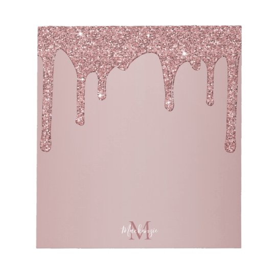 Elegant Rose Gold Sparkle Glitter Drips Monogram Notepad | Zazzle.com