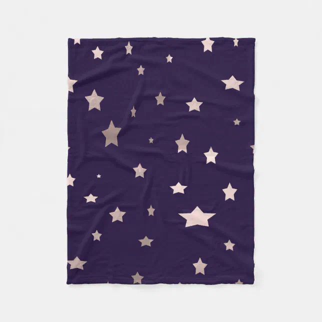 elegant rose gold stars on a purple background fleece blanket | Zazzle