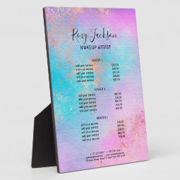 Elegant rose gold watercolor makeup services plaque | Zazzle