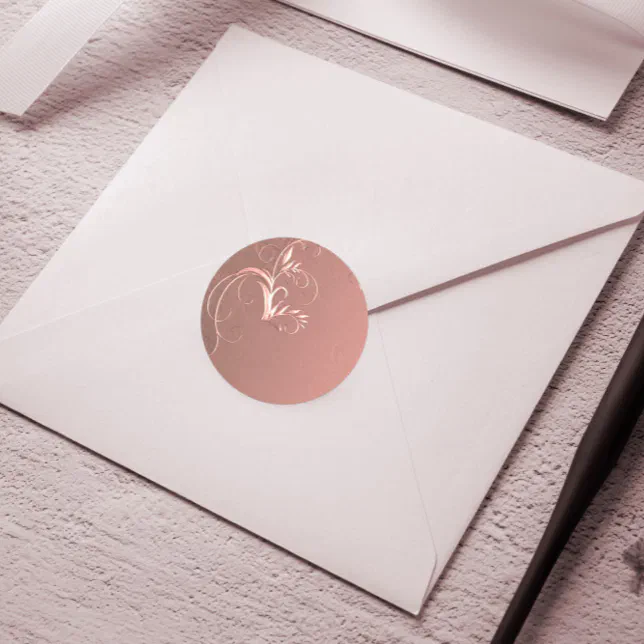 Elegant Rose Gold Wedding Envelope Seals | Zazzle