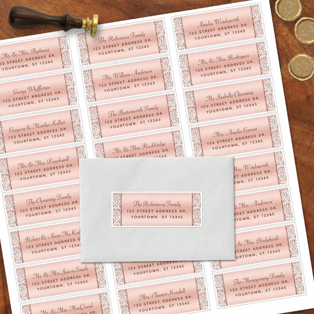 Elegant Rose Gold Wedding Guest Address Labels | Zazzle