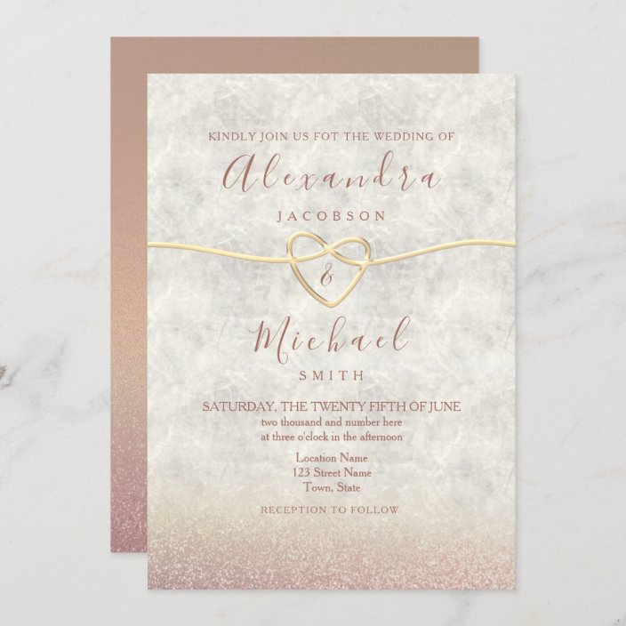 Elegant Rose Gold Wedding Invitation | Zazzle