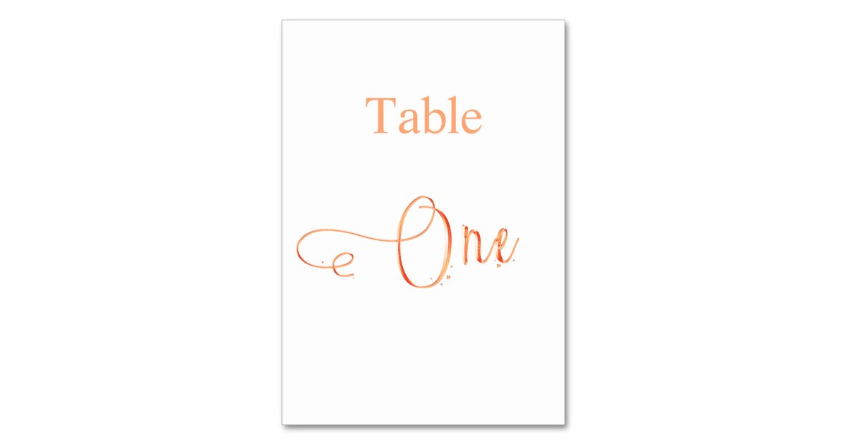 Elegant rose gold white calligraphy table one table number | Zazzle