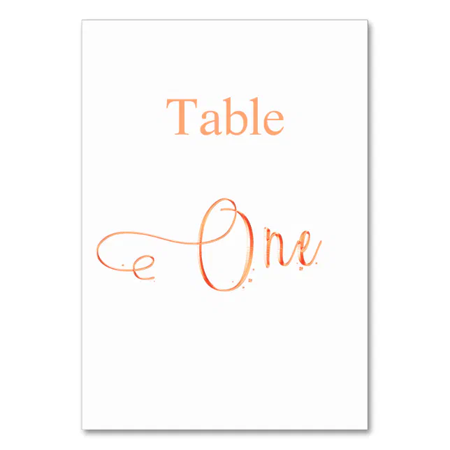 Elegant rose gold white calligraphy table one table number | Zazzle