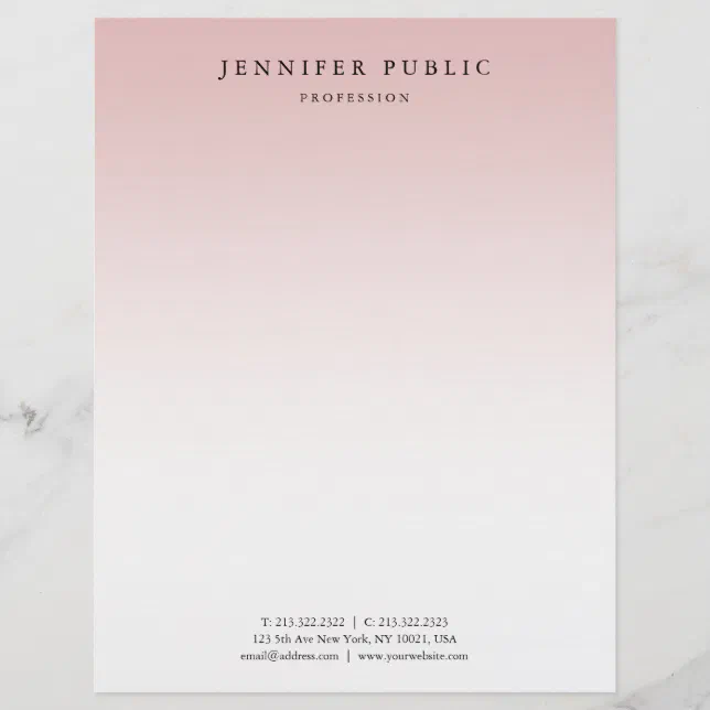 Elegant Rose Gold White Modern Template Trendy Letterhead | Zazzle