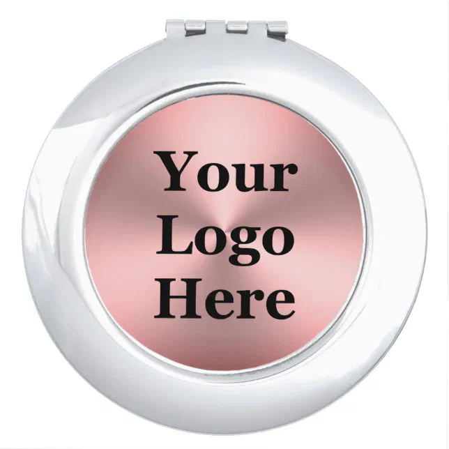Elegant Rose Gold Your Logo Here Template Compact Mirror | Zazzle