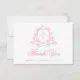 Elegant Rose Pink Floral Crest Monogram Wedding Thank You Card | Zazzle