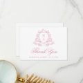 Elegant Rose Pink Floral Crest Monogram Wedding Thank You Card | Zazzle