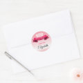 Elegant Rose Pink Vote For Prom Queen Custom Name Classic Round Sticker ...