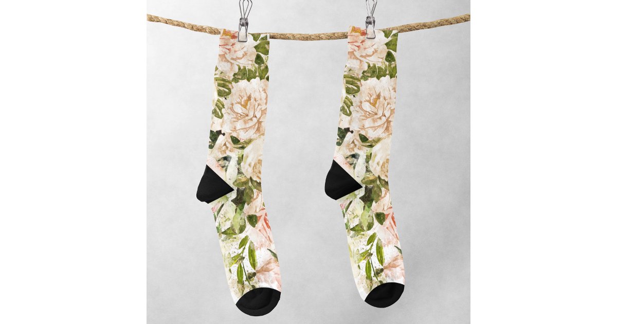 Elegant Rose Romance Floral Feminine MUM Socks | Zazzle
