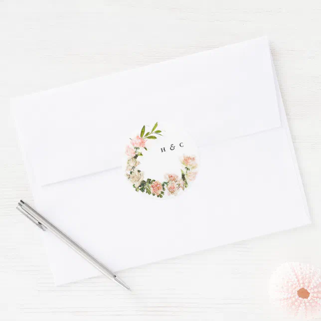 Elegant Rose Romance Wedding Classic Round Sticker | Zazzle