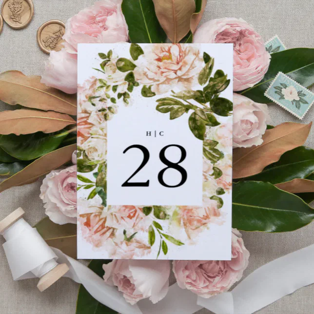 Elegant Rose Romance Wedding Table Numbers | Zazzle