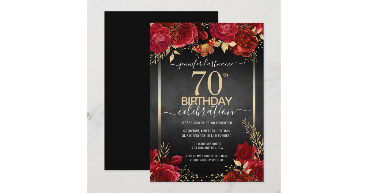 Elegant Roses 70th Birthday Invitation | Zazzle