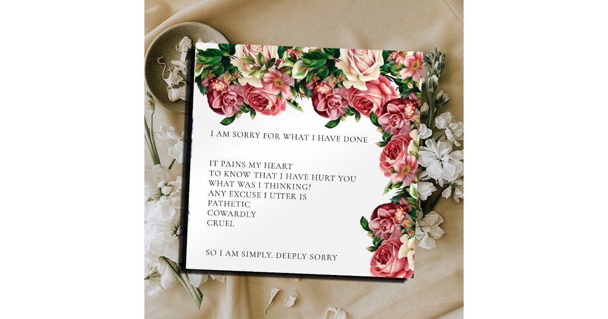 Elegant Roses Blush I’m sorry apology Card | Zazzle