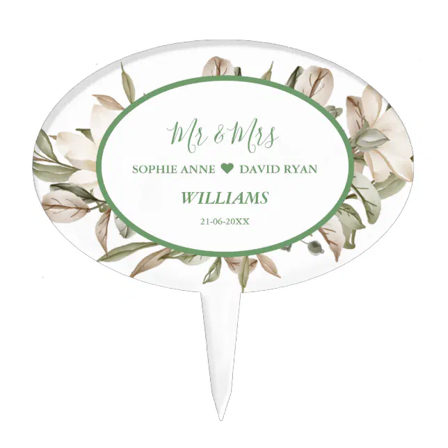 Elegant Roses Eucalyptus Greenery Floral Wedding Cake Topper | Zazzle