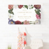 Elegant Roses Floral Funeral Memorial Service Bann Banner | Zazzle