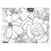 Elegant Roses Floral Line Drawing design Tablecloth | Zazzle