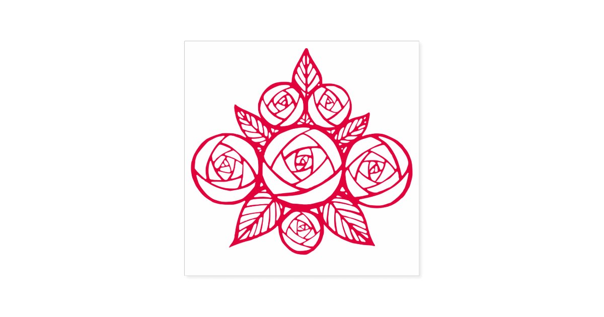 Elegant Roses Leaves Floral Bouquet Self-inking Stamp | Zazzle