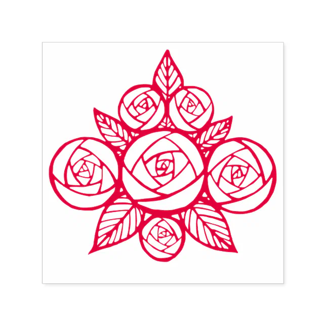 Elegant Roses Leaves Floral Bouquet Self-inking Stamp | Zazzle