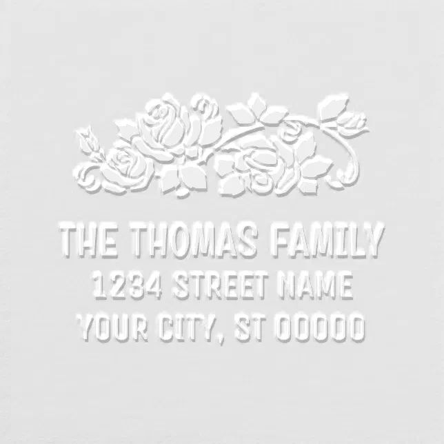 Elegant Roses Silhouette Flower Name Address Embosser | Zazzle