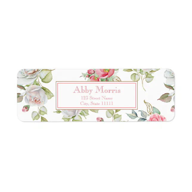 Elegant Roses with Gold Engraved Leaves Label | Zazzle