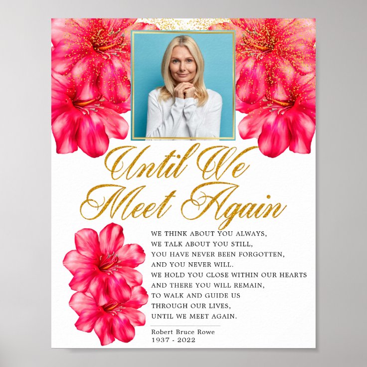 Elegant Rosy Floral Funeral Memorial Poem Sign | Zazzle