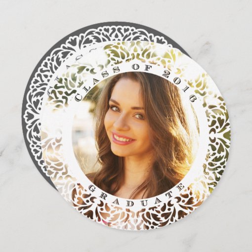 Elegant Round Border Photo Graduation Invitation | Zazzle