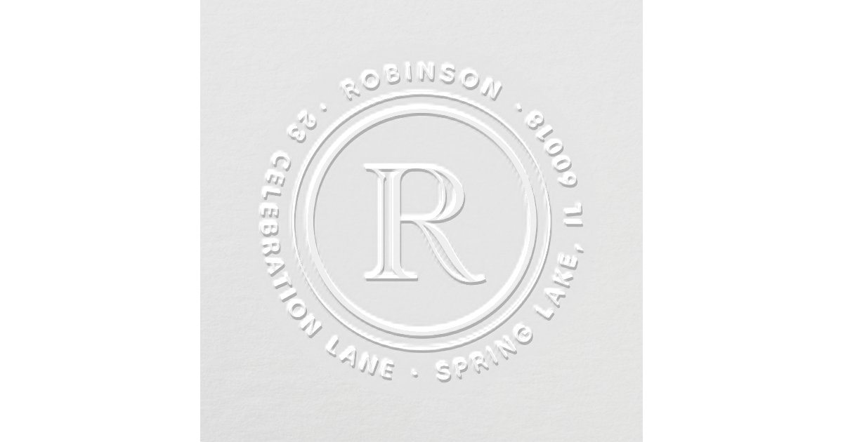 Elegant Round Monogrammed Initial Return Address Embosser | Zazzle