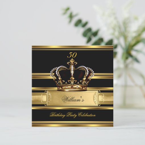 Elegant Royal Black Gold Birthday Prince King 2a Invitation | Zazzle