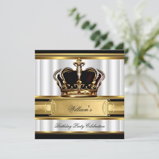 Elegant Royal Black Gold Birthday Prince King 2B Invitation | Zazzle