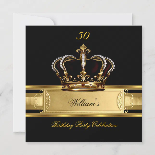 Elegant Royal Black Gold Birthday Prince King 3 Invitation | Zazzle