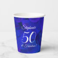 Elegant Royal Blue 50 and Fabulous Birthday Party Paper Cups | Zazzle