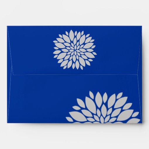 Elegant Royal Blue and Silver Gray Floral Burst Envelope | Zazzle