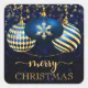 Elegant Royal Blue & Gold Baubles Merry Christmas Square Sticker | Zazzle