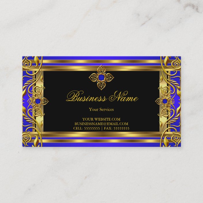 Elegant Royal Blue gold Business Card | Zazzle.com