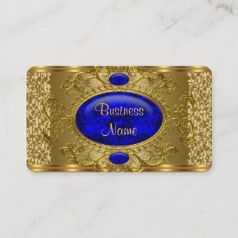 Elegant Royal Blue Gold Business Card | Zazzle