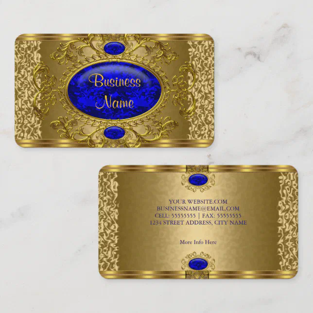Elegant Royal Blue Gold Business Card | Zazzle